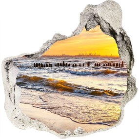 Wallmuralia Nálepka fototapeta 3D Západ slunce pláž 75x75 cm