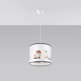 Sollux Lighting Dětské závěsné svítidlo Kitty, 1x plastové stínítko se vzorem, (fi 30 cm)