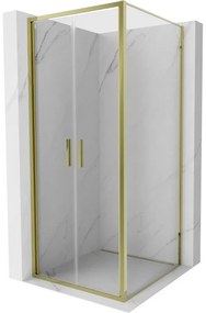 Mexen Exo sprchový kout výklopný 90 x 90 cm, transparentní, zlatý - 814-090-090-50-00