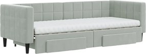 Válenda s přistýlkou a zásuvkami světle šedá 80 x 200 cm samet 3196756
