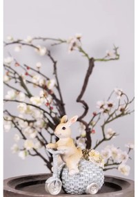 Dekorace soška králík na vajíčku tříkolce – 11x8x13 cm