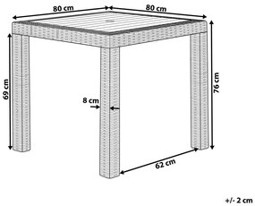 Zahradní stůl v ratanovém vzhledu 80 x 80 cm bílý FOSSANO Beliani