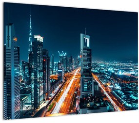 Skleněný obraz - Dubajská noc (70x50 cm)
