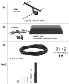 Paulmann 94446 - SADA 5xGU5,3/10W Bodové svítidlo SALT 230V černá