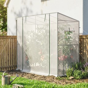 Outsunny skleník s rolovacími dveřmi, 2 okna, zimní skleník z ocelové fólie, skleník na balkon, zahrada, skleník na rajčata s UV ochranou 200x76x170c…