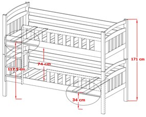 Dětská postel 90 cm Sarina (s roštem a úl. prostorem) (borovice). 1013449