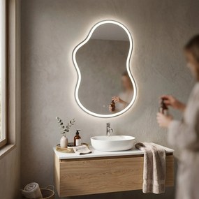Tutumi Zrcadlo 80x55 cm s vyhříváním a regulovatelným LED osvětlením HOM-01515