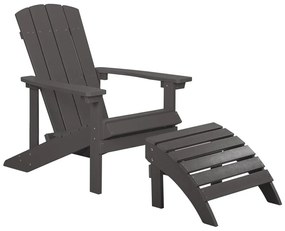 Zahradní židle s podnožkou tmavě šedá ADIRONDACK Beliani