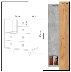 Komoda WITLOF 87x70 cm hnědá/šedá