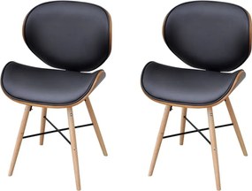 vidaXL Jídelní židle 2 ks tmavě šedé textil a ohýbané dřevo [283141] Barva: černá a tmavě hnědá