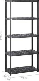 Úložný regál 5patrový černý 142 x 38 x 170 cm plast 3059852