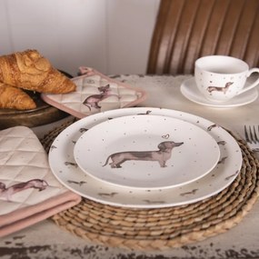 Porcelánový dezertní talíř s jezevčíkem Dachshund Love – 20x2 cm