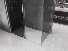 Mexen Velar, sprchový kout s posuvnými dveřmi 130 x 70 cm, 8mm šedé sklo, broušená ocel, 871-130-070-41-97