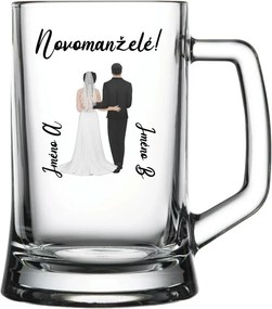 Personalizovaná pivní sklenice se svatebním párem