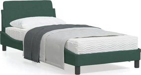 vidaXL Rám postele s čelem 90 x 200 cm samet [373117] Barva: Tmavě zelená