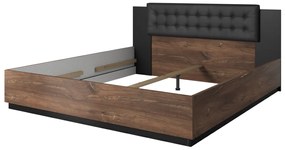 Manželská postel SIGMA + rošt, 180x200, dub/černá