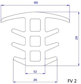 Gumový těsnící profil bez stříšky FV2 pro fotovoltaické panely - pro mezeru mezi FV panely 19-23mm, návin 6m