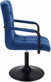 LuxuryForm DESIGN Otočná židle VERONA BLACK VELUR na černém talíři - modrá