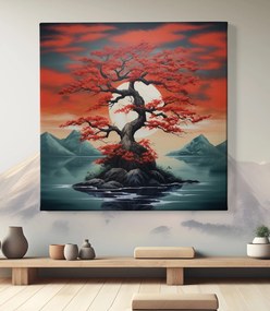 Obraz na plátně - Strom života japonský ostrůvek FeelHappy.cz Velikost obrazu: 100 x 100 cm