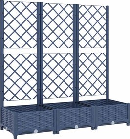 Zahradní truhlík s treláží modrá šedá 120 x 40 x 121,5 cm PP 318252