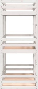 Třípatrová postel bílá 75 x 190 cm masivní borové dřevo 3284261