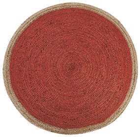 Kulatý jutový koberec ø 120 cm korálový červený MENEMEN Beliani