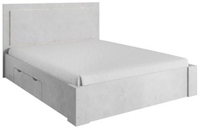 Manželská postel 160x200cm, úložný prostor, šedý beton, ALDEN