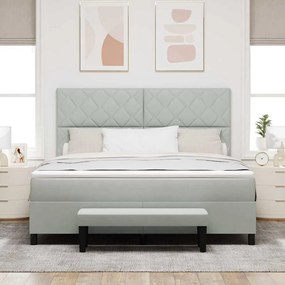 Postel s boxspringem s čelo Světle šedá 200 x 180 cm samet 3344594