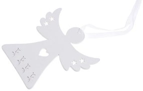 vyřezávaný anděl 15 cm - bílý
