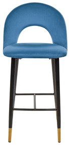 Sada 2 sametových modrých barových židlí FALTON Beliani