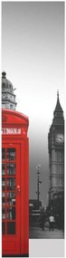 Amirro Zrcadlo na zeď dveře chodbu do pokoje ložnice předsíně dekorativní LONDON PHONE BOX - 35 x 140 cm s potiskem motivu červená telefonní budka 101-578