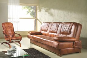 Casarredo - Komfort nábytek Rozkládací sedací souprava ERIKA 3+1+1 s úložným prostorem, kůže | potah: Kůže S-16,Vyberte si moření dřeva:: moření kalvados