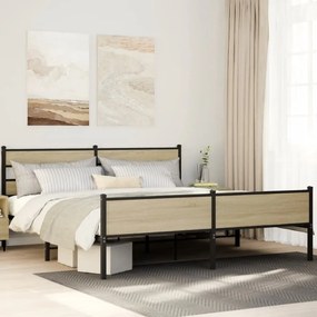 Kovový rám postele bez matrace dub sonoma 180 x 200 cm 3308504