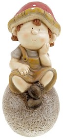 Houbový chlapec KER331 na kameni, zahradní MgO keramika