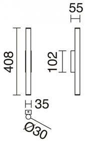 Exo 906D-L31H1B-37 nástěnné LED svítidlo Tania, měď, 2x4W, 3000K, 40,8cm, IP40