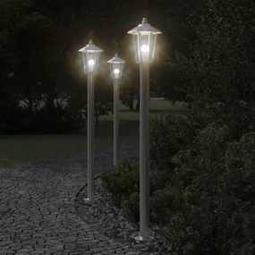 Fionshop 262938368 Venkovní stojací lampy 3 ks stříbrné 120 cm nerezová o