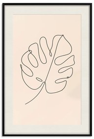 Plakát Lineární monstera - minimalistický jemný list na béžovém pozadí