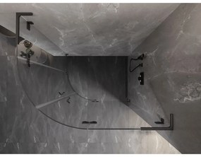 Mexen Lunar, L pravý půlkruhový sprchový kout 100 x 70 cm, 8mm čiré sklo, profil grafit broušený, 833L-100P-070L-66-00