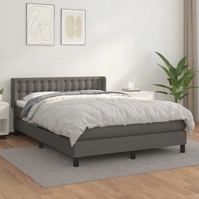 Fionshop 264244493 Box spring postel s matrací šedá 140x200 cm umělá kůže
