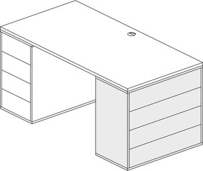 Kancelářská zásuvková komoda BLOCK, 800 x 400 x 710 mm, 4 zásuvky, dub přírodní