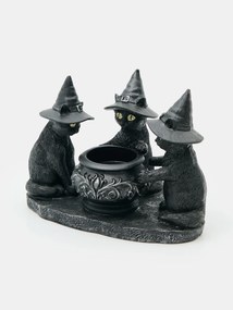 Sinsay - Halloweenový svícen na čajovou svíčku ve tvaru koček s kotlíkem - černá
