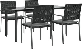 5dílný zahradní jídelní set s poduškami polyratan a ocel 3187025