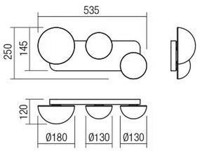 Redo 01-2472 - Nástěnné svítidlo LUMIEN 3xG9/10W/230V zlatá/bílá