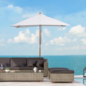 Outsunny skládací zahradní slunečník plážový slunečník 3-stupňový nastavitelný jedlové dřevo+polyester krémová bílá 200 x 150 x 235 cm | Aosom