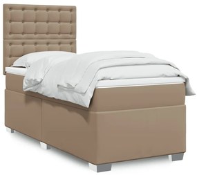 Box spring postel s matrací cappuccino 100x200 cm umělá kůže