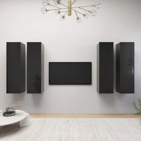 vidaXL TV skříňky 4 ks černé vysoký lesk 30,5x30x110cm dřevotříska