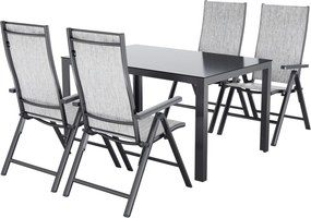 Livarno® Sada Houston, 5dílná se stolem a 4 polohovatelnými křesly, světle šedá