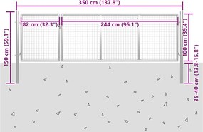 vidaXL Zahradní brána ocelová 350 x 100 cm [144341] Barva: Zelená