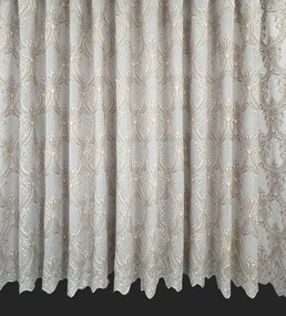 Voálová Luxusní vyšívaná záclona Versailles  White and Beige metráž Ervi 3634-15