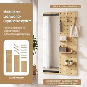 Costway Nástěnné zrcadlo 140 cm s děrovaným panelem a policemi
